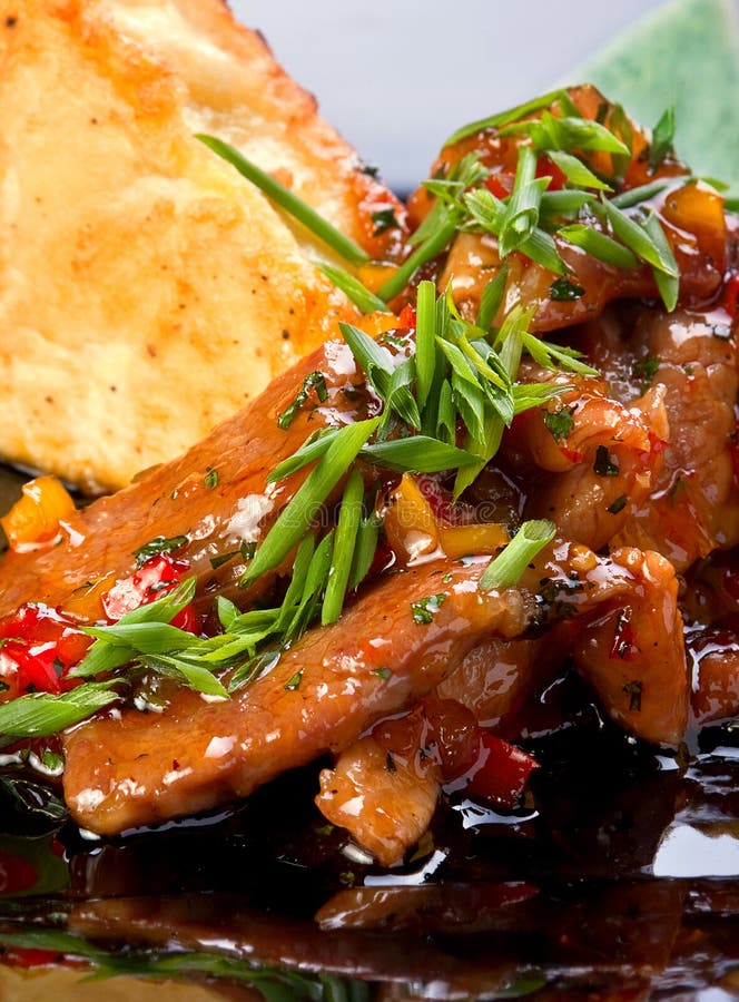 Small slice fried meat stock image. Image of food, prepared - 21782563