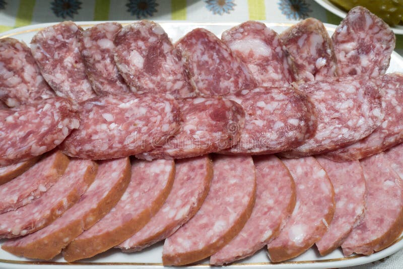 Small Slices of Sausage Slices Stock Image - Image of object, breakfast ...