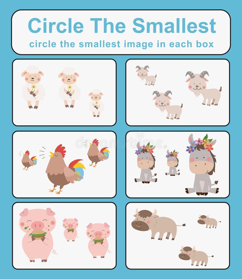Circle the Smallest Worksheet. Learning about Comparison Stock Vector ...