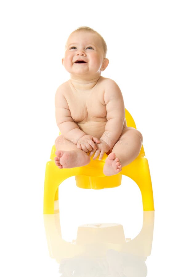 Small Smiling Baby and Chamber-pot Stock Photo - Image of carefree ...