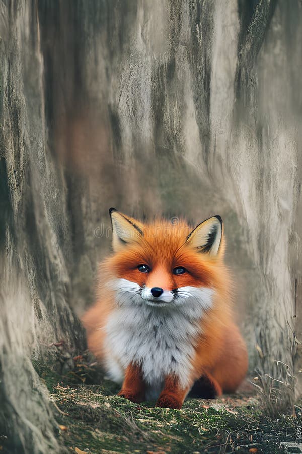 A Small, Smiling Fox in Nature. Generative Ai Stock Illustration ...