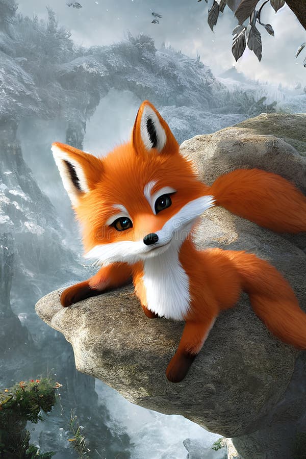 A Small, Smiling Fox in Nature. Generative Ai Stock Illustration ...