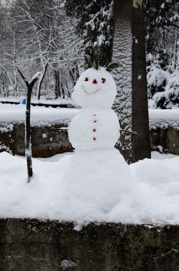 Snowman in the city stock photo. Image of winter, city - 27621770