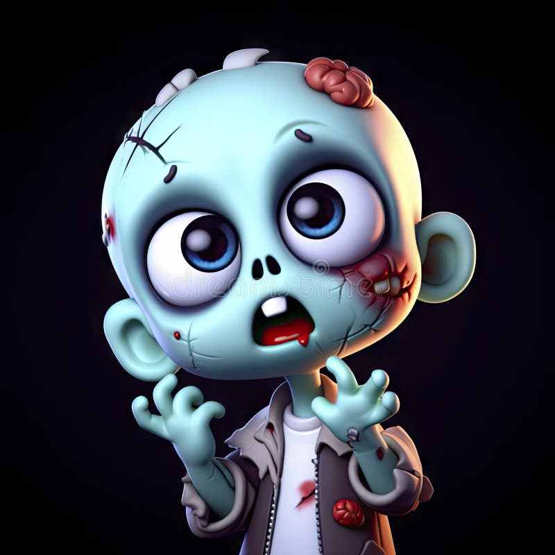 Small Smiling Zombie Man on a Dark Background 3d Character. Ai ...