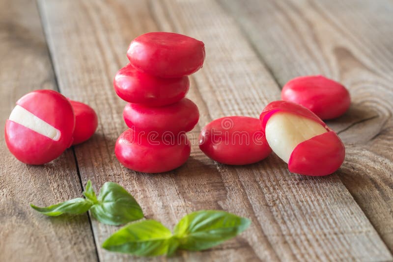 Small Snack Cheeses on the Wooden Board Stock Photo - Image of package ...