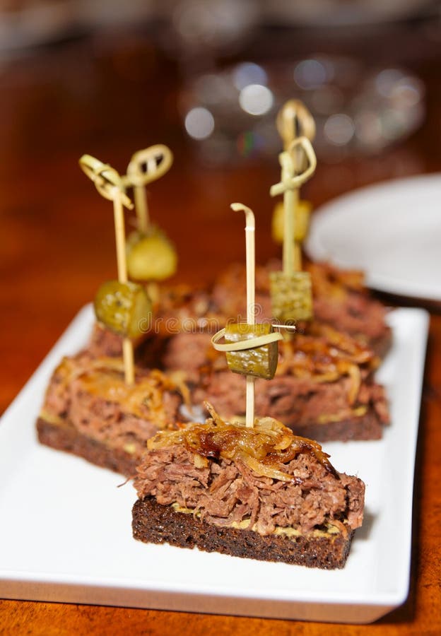 Small Snacks in Plate on Table Stock Image - Image of arrangement ...