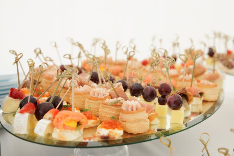 Small Snacks in Plate on Table Stock Image - Image of caviar ...