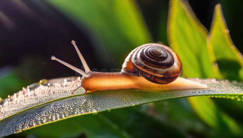 A Small Snail Moves Slowly Across Stock Photo - Image of adventure ...