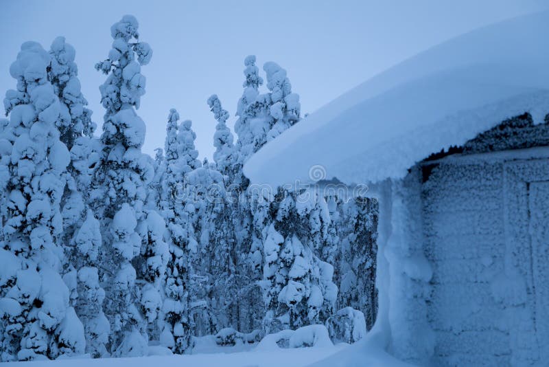 Small Snow-Covered House on the Edge of the Winter Forest Stock Image ...