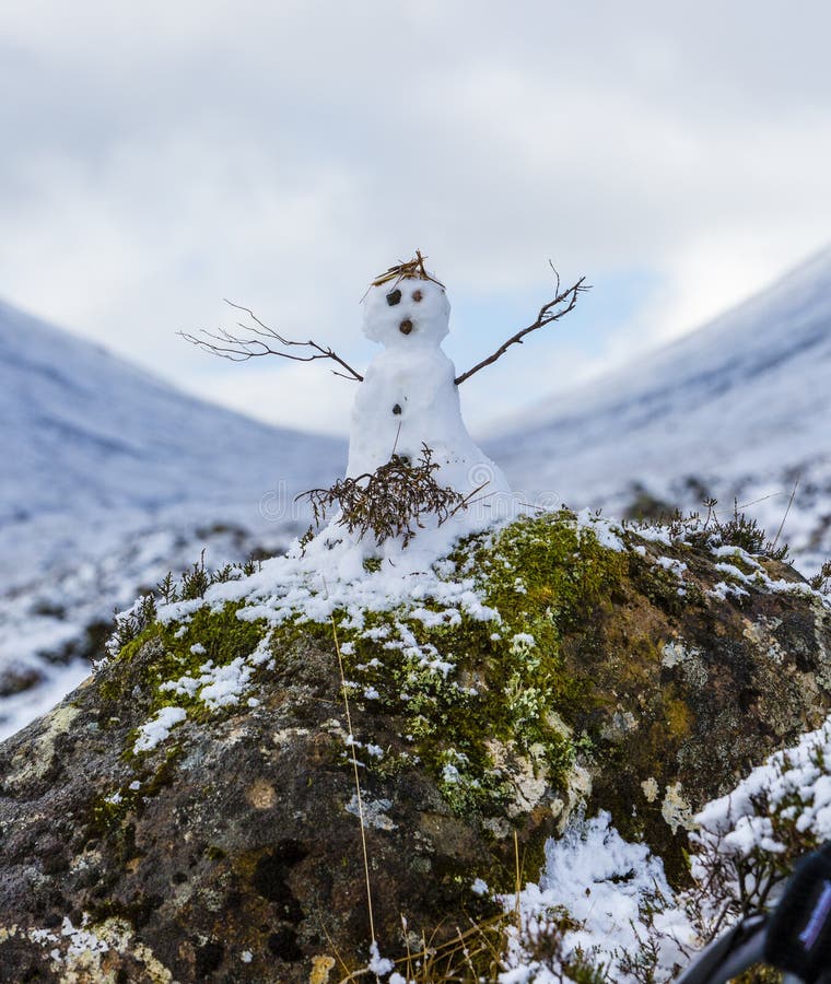 Small Snowman in the Scottish Highlands Stock Image - Image of remote ...