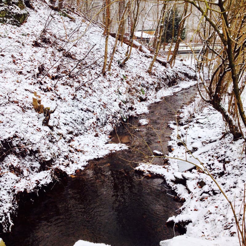 Small Snowy Creek in the Winter. Stock Photo - Image of nature, creek ...