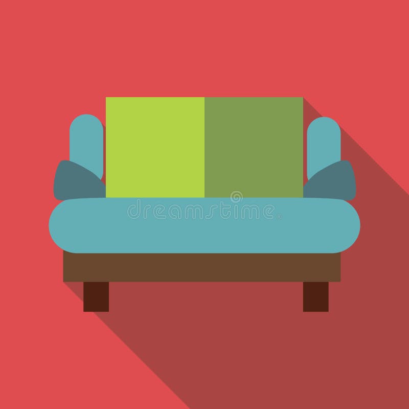Small Sofa Icon, Flat Style Stock Vector - Illustration of couch ...