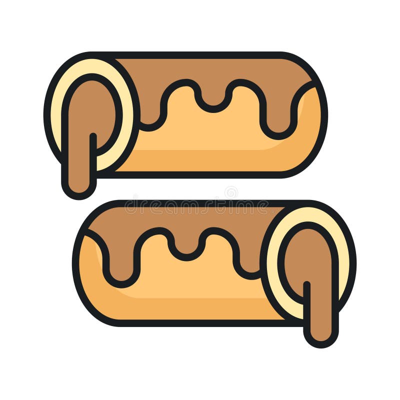 A Small, Soft, Log Shaped Pastry Filled with Chocolate, Modern Flat ...