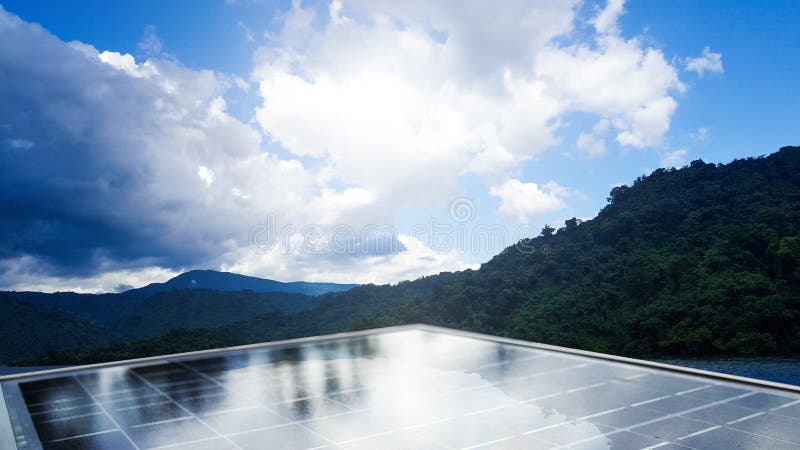 Small Solar Cell Panels with the Sunlight and Blue Sky Stock Image ...