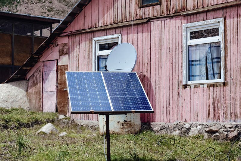 Small Solar Panel Near Old House Stock Photo - Image of architecture ...