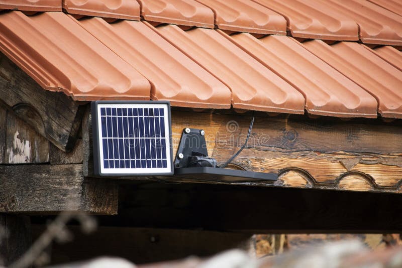 Small Solar Panel Powering a LED Yard Light Stock Image - Image of ...