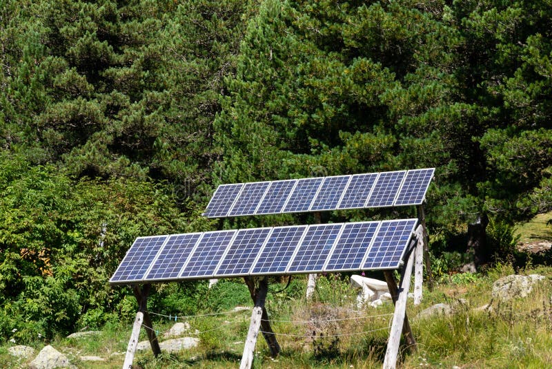 Small Solar Panels Supply Electricity To an Alpine Hut Stock Image ...