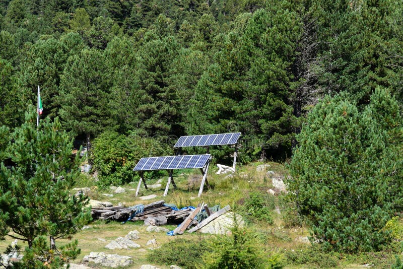 Small Solar Panels Supply Electricity To an Alpine Hut Stock Image ...