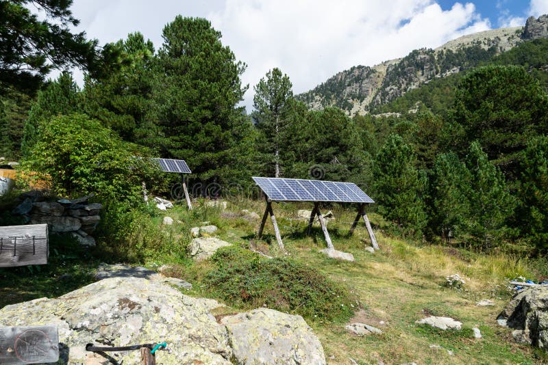 Small Solar Panels Supply Electricity To an Alpine Hut Stock Image ...