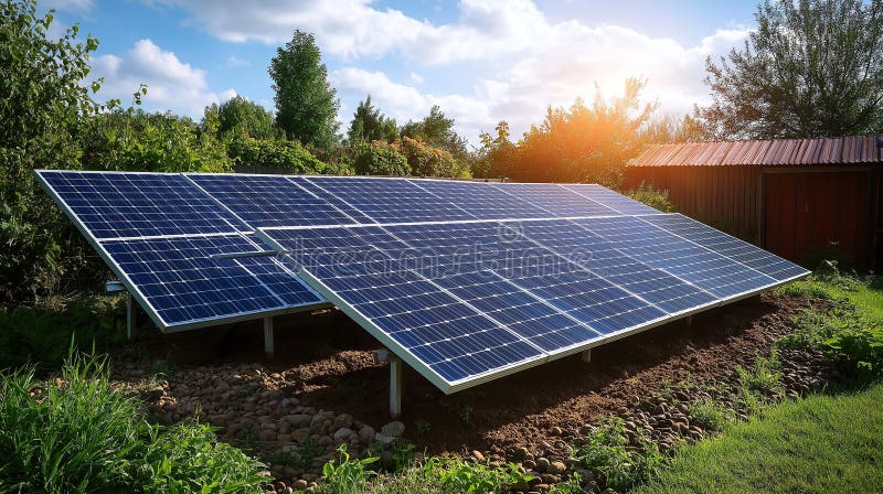 Small Solar Power System Solar Panels in the Garden, Garden Power ...