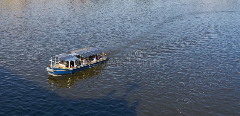 Small Solar-powered Excursion Boat on the Vltava River in Prague ...