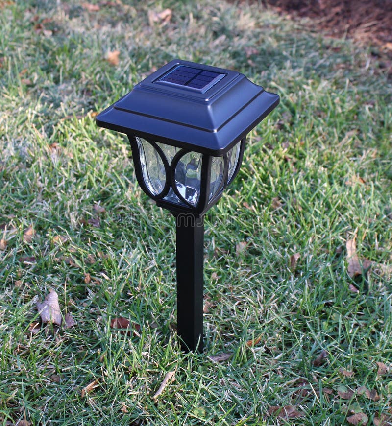 A Small Solar-Powered Lawn Light Stock Image - Image of popular ...