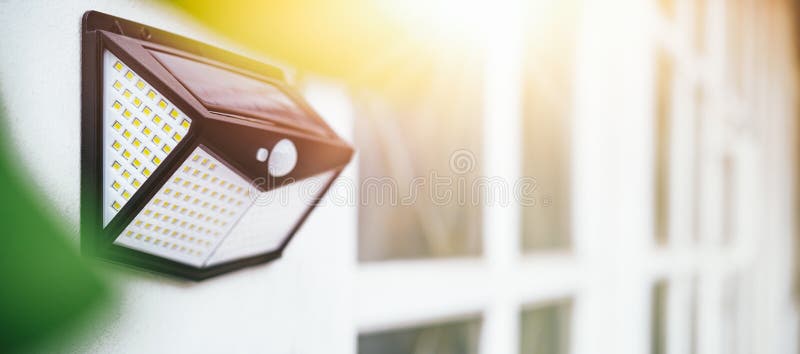 Small Solar Powered Led Light with Motion Sensor Stock Photo - Image of ...