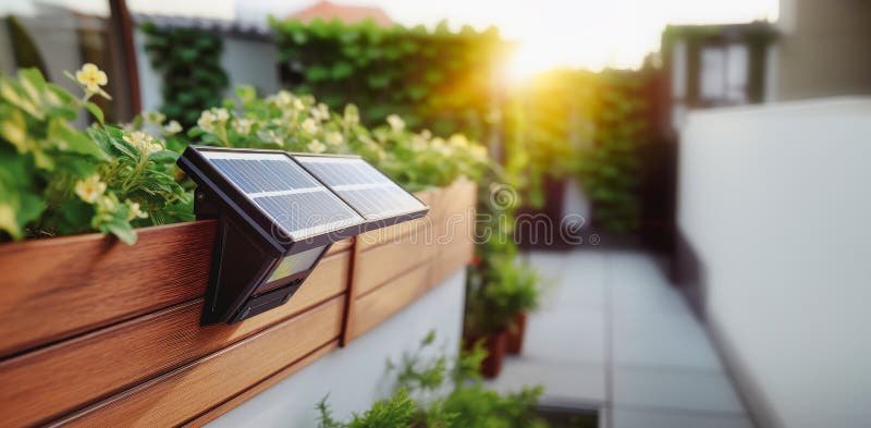 Small Solar Powered Led Light with Motion Sensor Stock Photo - Image of ...