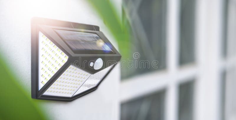 Small Solar Powered Led Light with Motion Sensor Stock Image - Image of ...