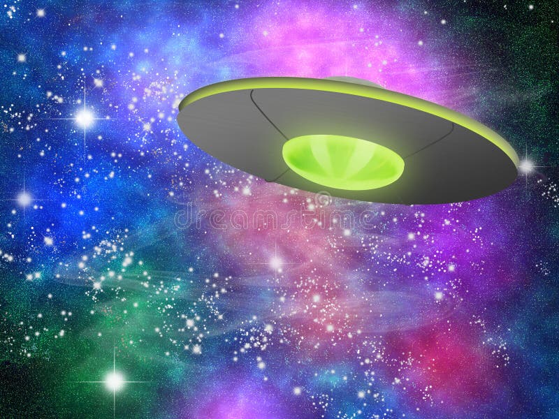 Spaceship in the cosmos stock illustration. Illustration of distant ...