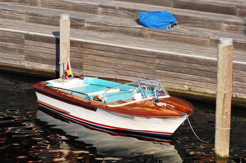 Small speed boat at pier stock image. Image of wooden - 2933299