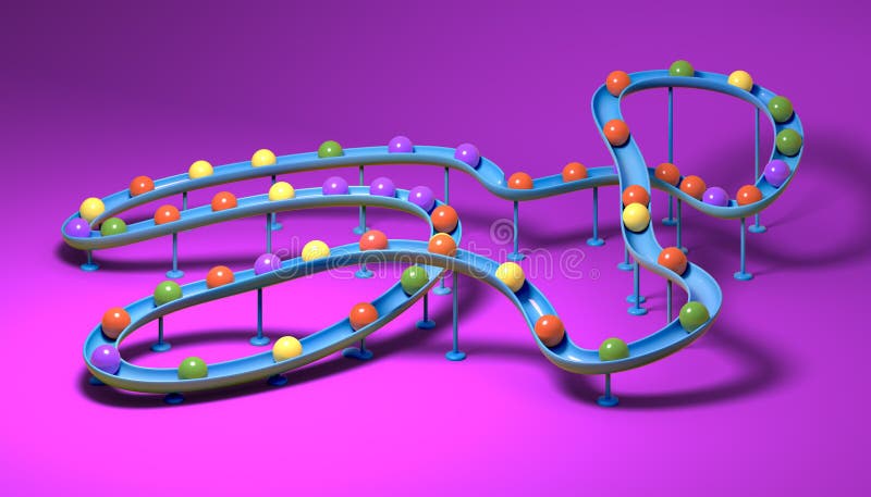 Small Balls Roll Along the Marble Run Stock Illustration - Illustration ...