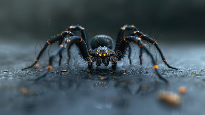 A Small Spider Crawling on the Ground, with Its Eight Legs and Body in ...