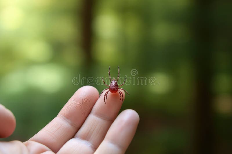 Small Spider on a Man& X27;s Hand, Tick in Spring Stock Image - Image ...