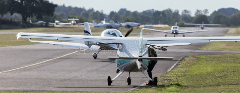 Small Sports Airplane Airfield Stock Image - Image of airplanes, white ...