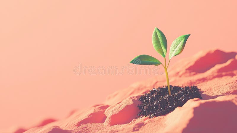 A Small Sprout Growing from the Soil in a Bright, Minimal Composition ...