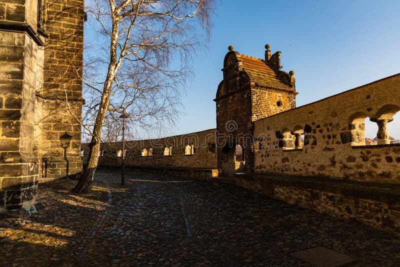 Small Square Behind Old Cathedral at Sunny Morning Stock Image - Image ...