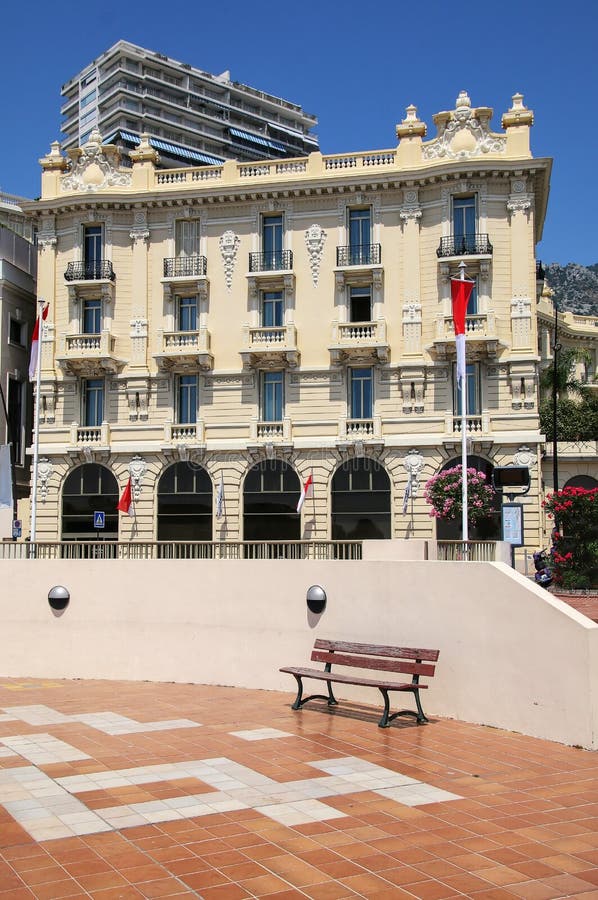 Small Square with a Bench in Monte Carlo, Monaco. Editorial Stock Image ...