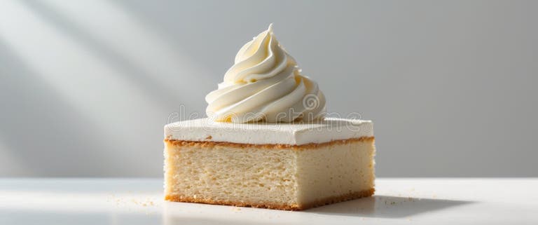 Small Square Cake with Whipped Cream Topping. Stock Photo - Image of ...