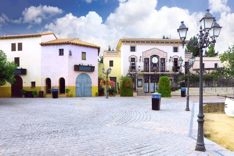 Small Square in Calella. Spain. Stock Photo - Image of area, cityscape ...