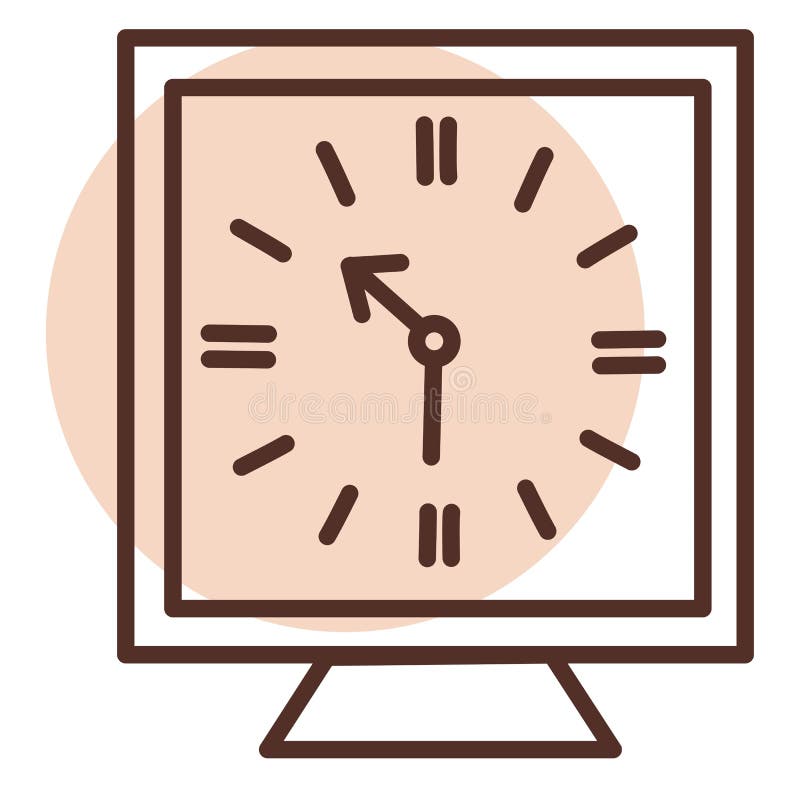 Small square clock, icon stock vector. Illustration of color - 261065272