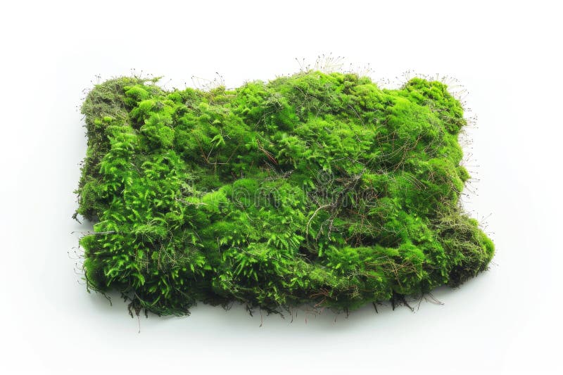 A Small Square Covered with Moss Growing on a White Background Stock ...