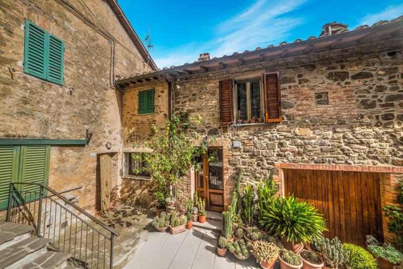 Small square in Montalcino stock image. Image of decorative - 83049727