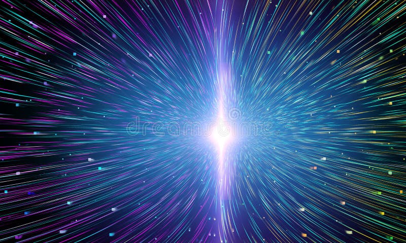 Small Square Particle Data Transmission To Shine Core. Flowing ...