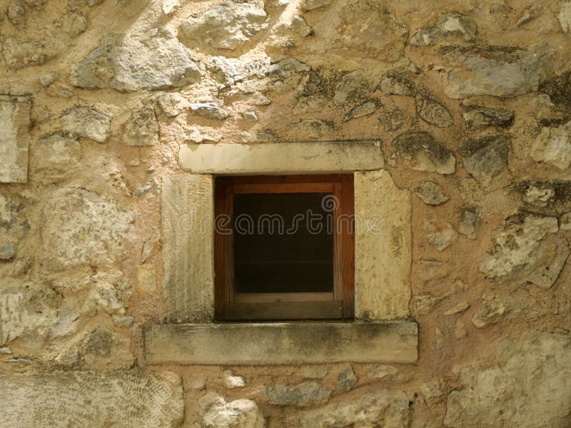 Small Square Window of a Stone Basement Stock Image - Image of house ...