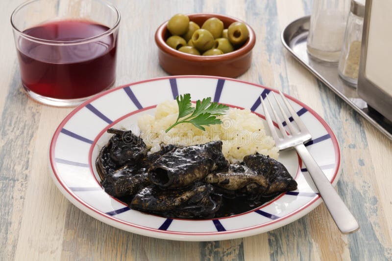 Squid cooked stock photo. Image of cecipe, squid, bean - 97438668