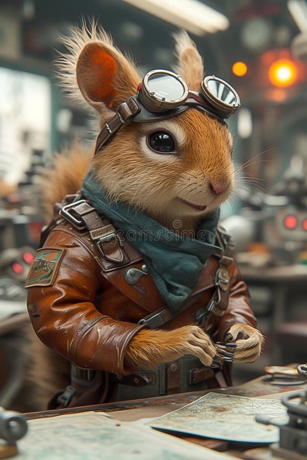 Small Squirrel Wearing a Leather Jacket and Goggles Stock Illustration ...