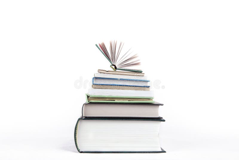 Pile of Books with Colored Covers Stock Image - Image of object, green ...