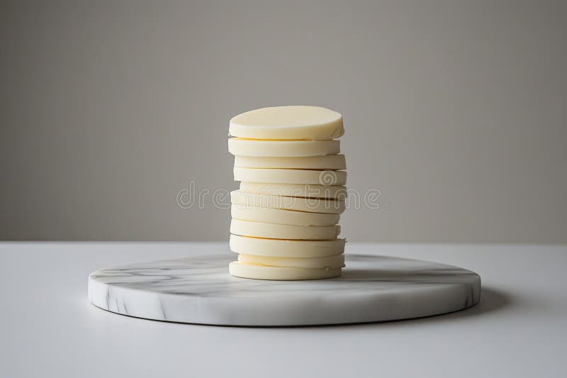A Small Stack of Butter Pats Arranged Neatly on a Marble Tray with ...