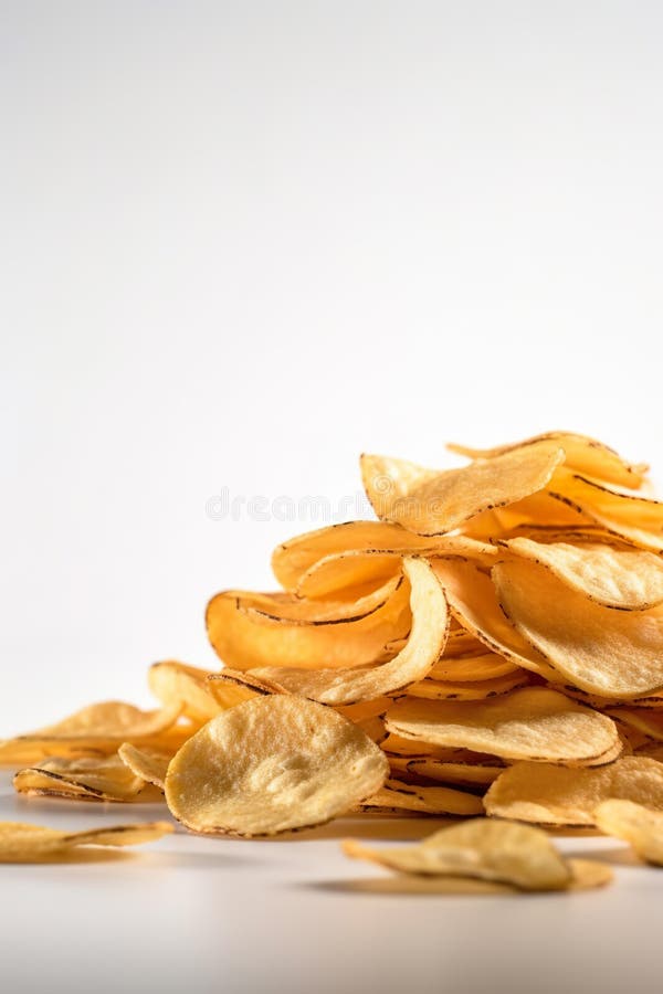 Small Stack of Delicious Crispy Potato Chips. Potato Chips Stock ...